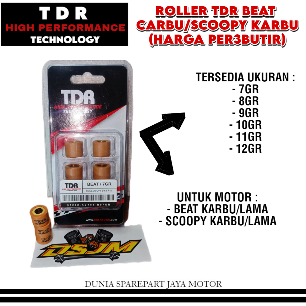 Jual ( HARGA PER 3 BUTIR ) ROLLER TDR BEAT LAMA / SCOOPY KARBU / BEAT CARBU BISA DI MIX CAMPUR ...