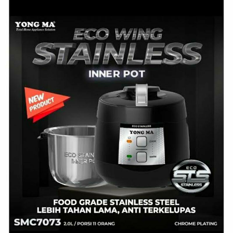 Jual Rice Cooker Yong Ma 2L Eco Wing Stainless Steel Innerpot SMC 7073 ...