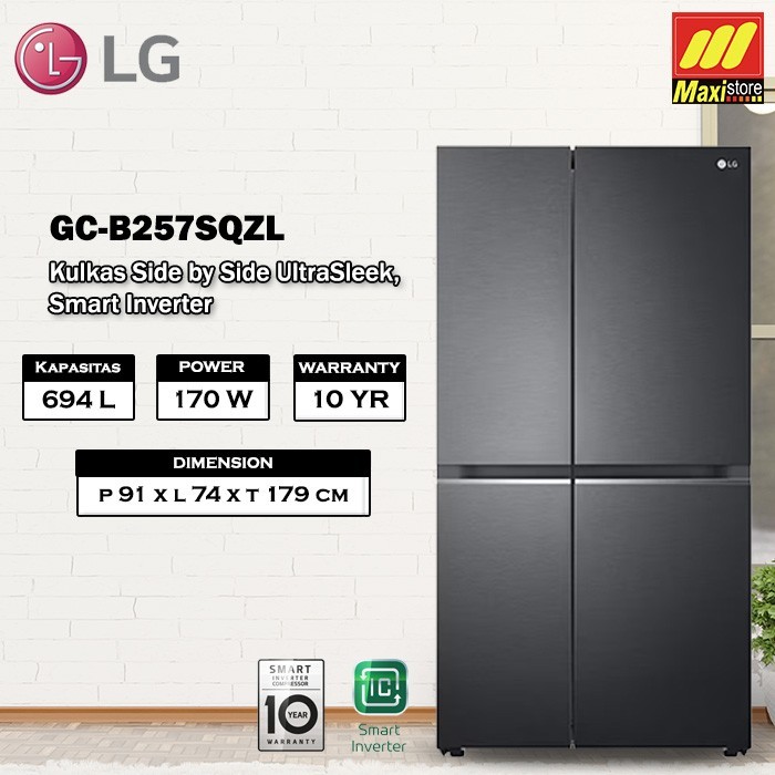 Jual LG GC-B257SQZL Kulkas Side-by-Side [694 L] Smart Inverter UltraSleek-SILVER | Shopee Indonesia