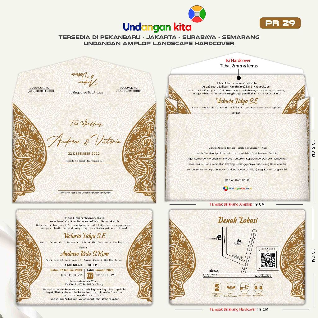 Jual Undangan Pernikahan Amplop Hardcover Landscape Premium Undangan ...
