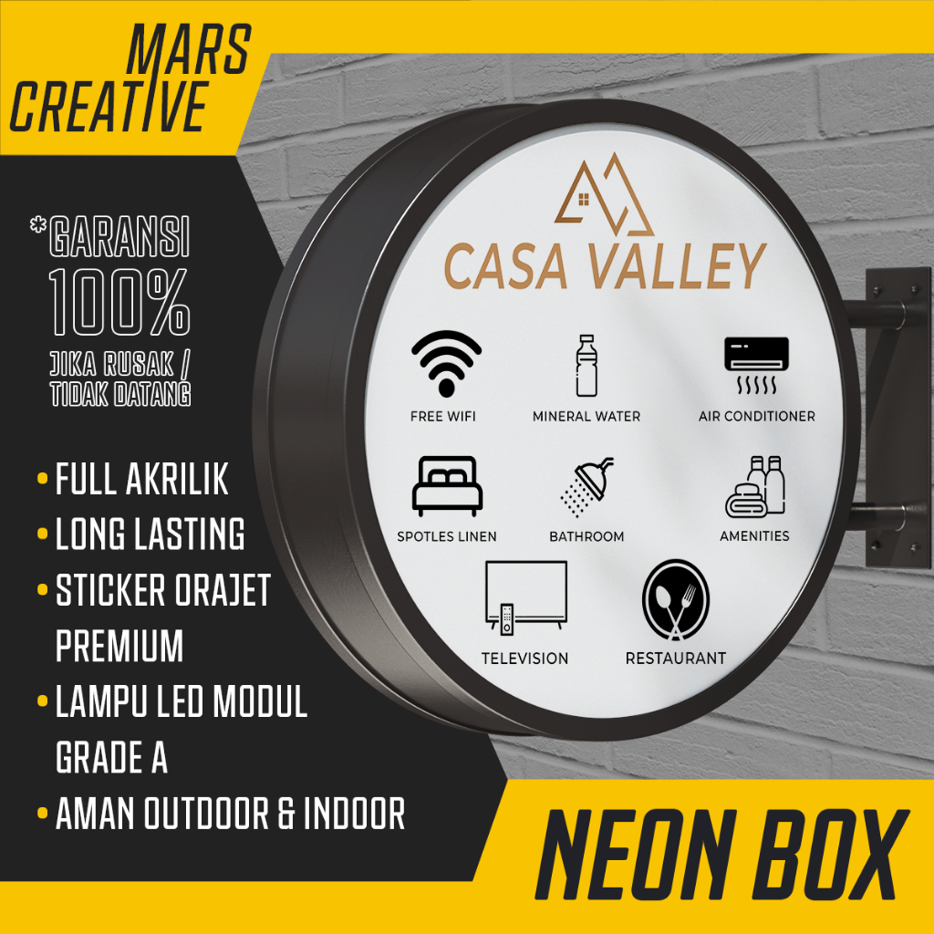 Jual Neon Box Indoor Outdoor Ukuran 30cm x30cm Premium Custom 2 Sisi ...