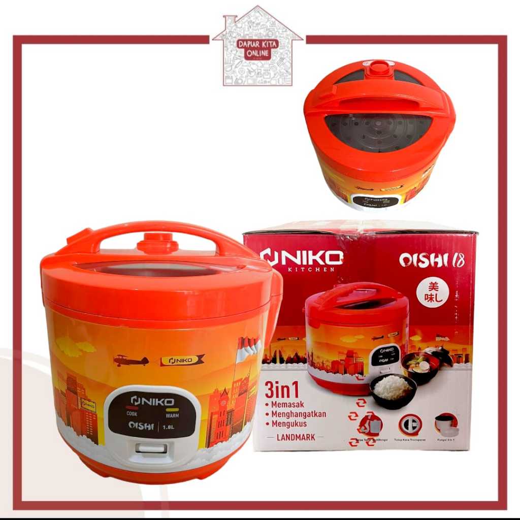 Jual NIKO RICE COOKER 3IN1 OISHI LANDMARK TUTUP KACA 1.2 LITER ...