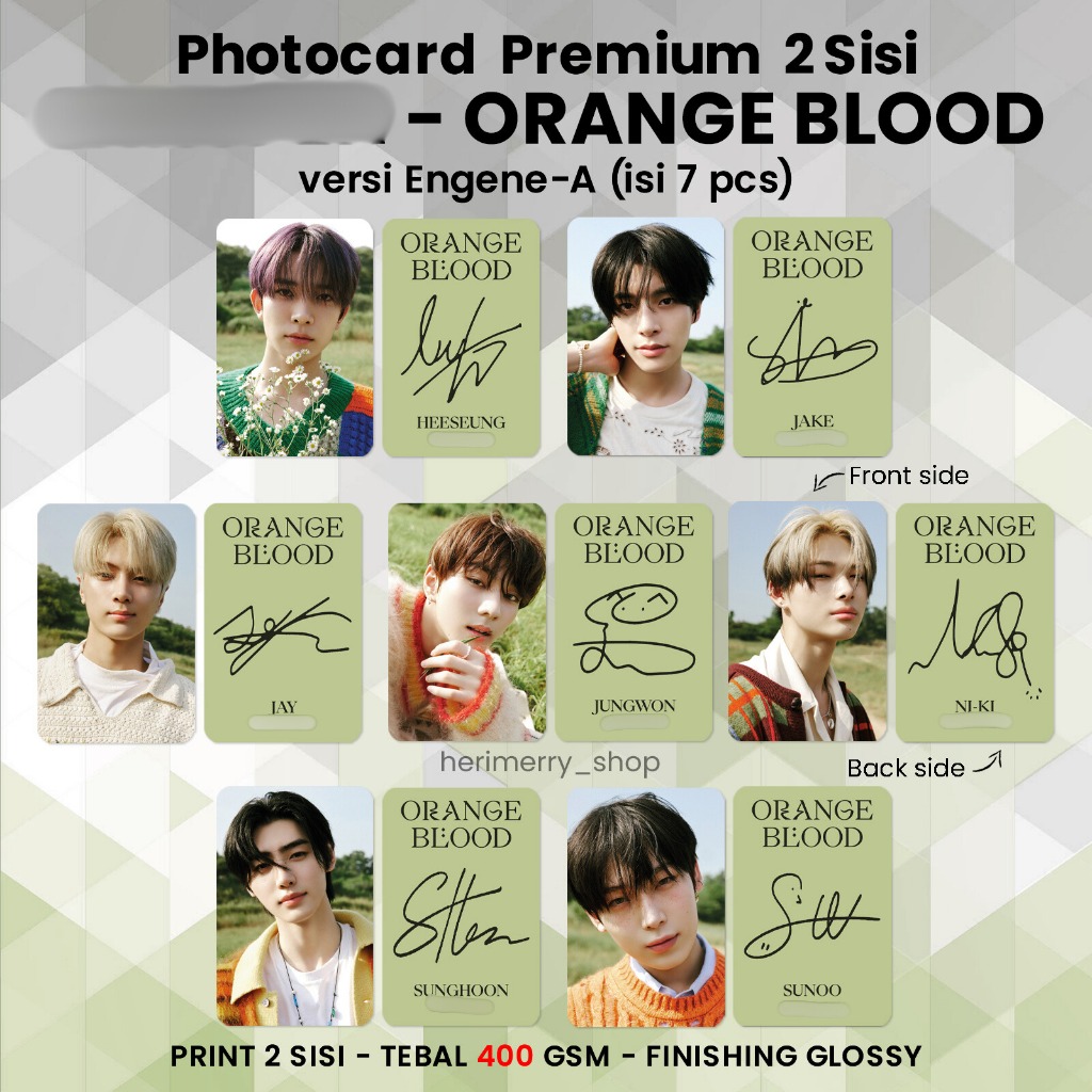 Jual (ISI 7 PCS) Photocard ENH*A ORANGE BLOOD - PC 2 SISI KPOP Premium fotocard Merch Unofficial ...