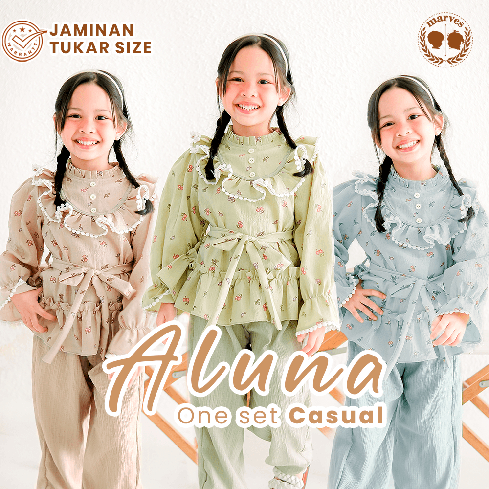 Jual MARVES Setelan Baju Celana Anak Perempuan Bahan Crinkle Set Size ...