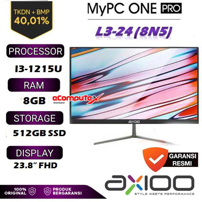 Jual PC AIO AXIOO MYPC ONE PRO L3-24 (8N5) i3 1215U 8GB 512SSD DESKTOP ALL IN ONE 23.8" INCH WIN ...