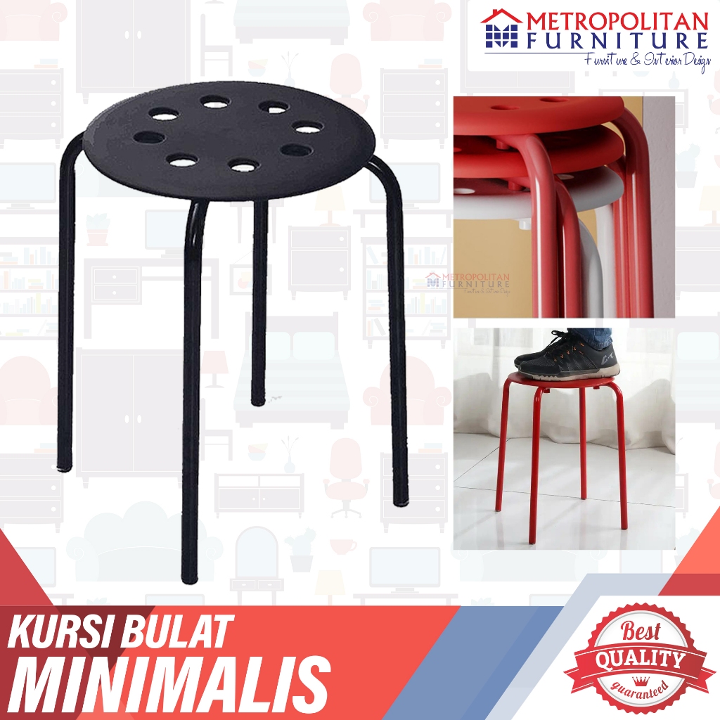 Jual Kursi bulat plastik cafe bangku bakso makan susun tumpuk | Shopee ...