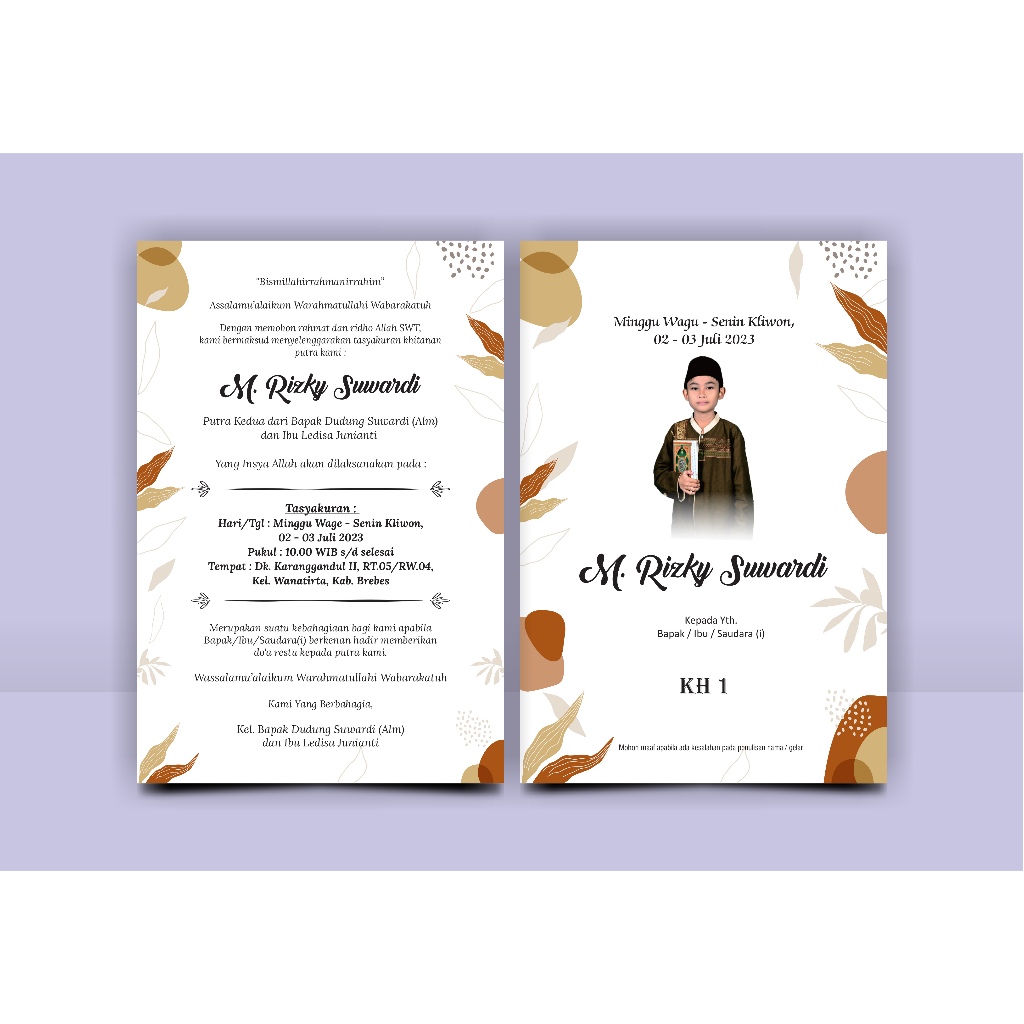 Jual Undangan Khitan 1 lembar bolak balik | Shopee Indonesia