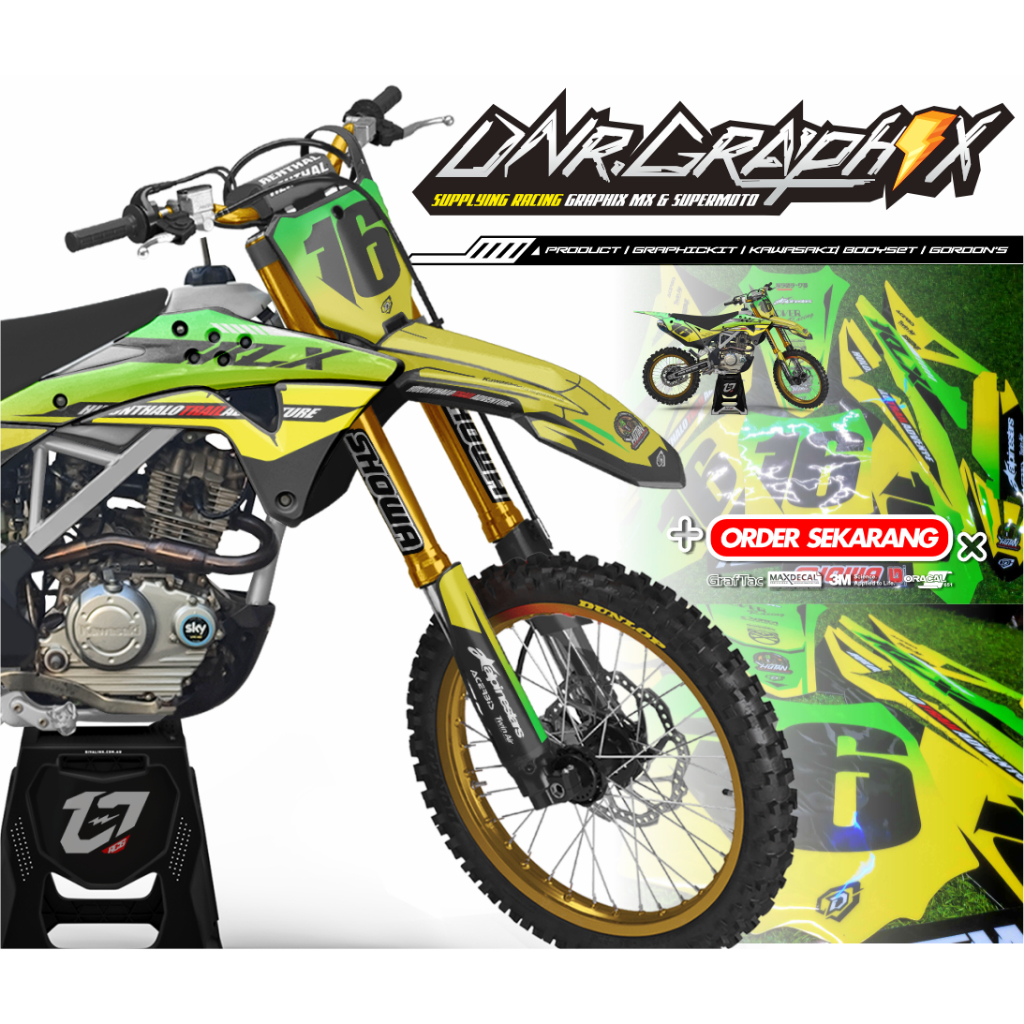 Jual YELLOW GREEN GRADIENT SERIES !!! Custom Decals KLX, DTX , WR, CRF ...