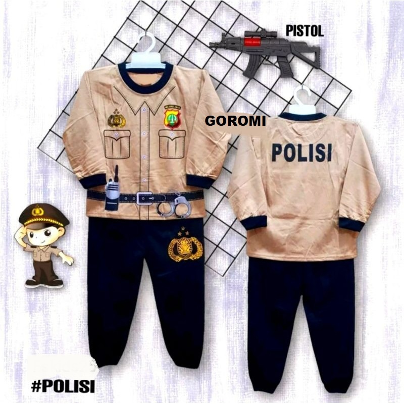 Jual SETELAN BAJU LENGAN PANJANG ANAK PROFESI POLICE / BAJU KOSTUM ...
