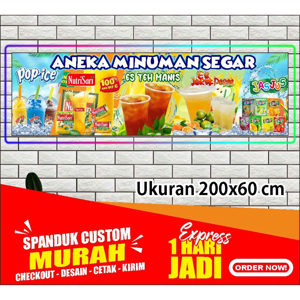 Jual Banner Aneka Minuman, Spanduk Aneka Minuman, 200x60 cm , COD ...
