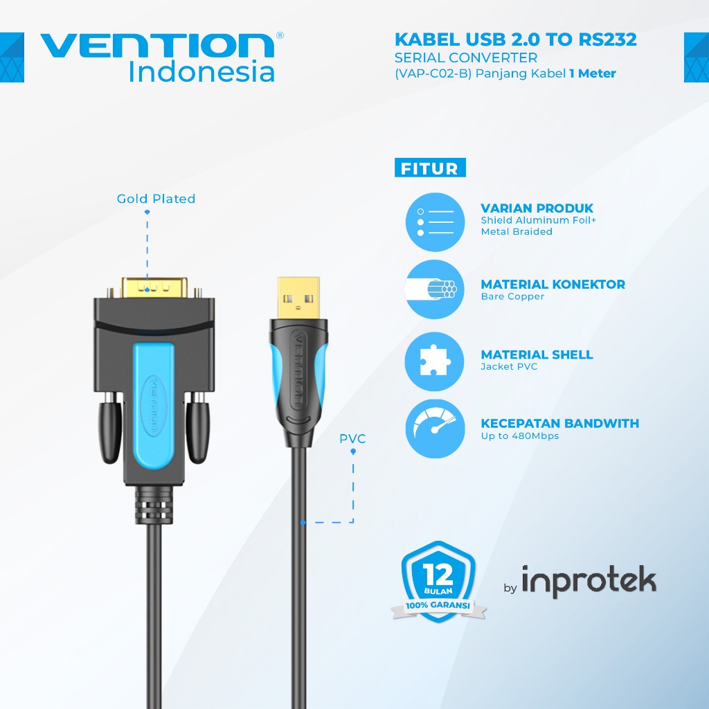 Jual Vention USB to RS232 Kabel Converter RS232 DB9 9Pin Serial Adapter ...