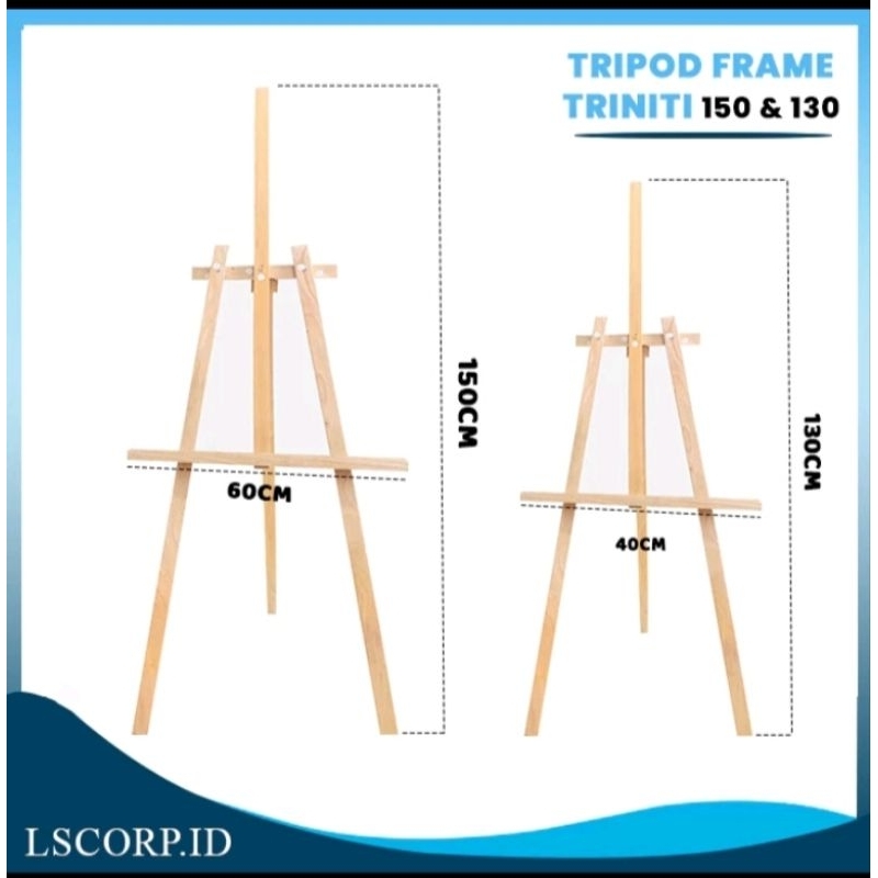 Jual tripod standing kayu 130 cm , tripod standing wooden easel frame ...