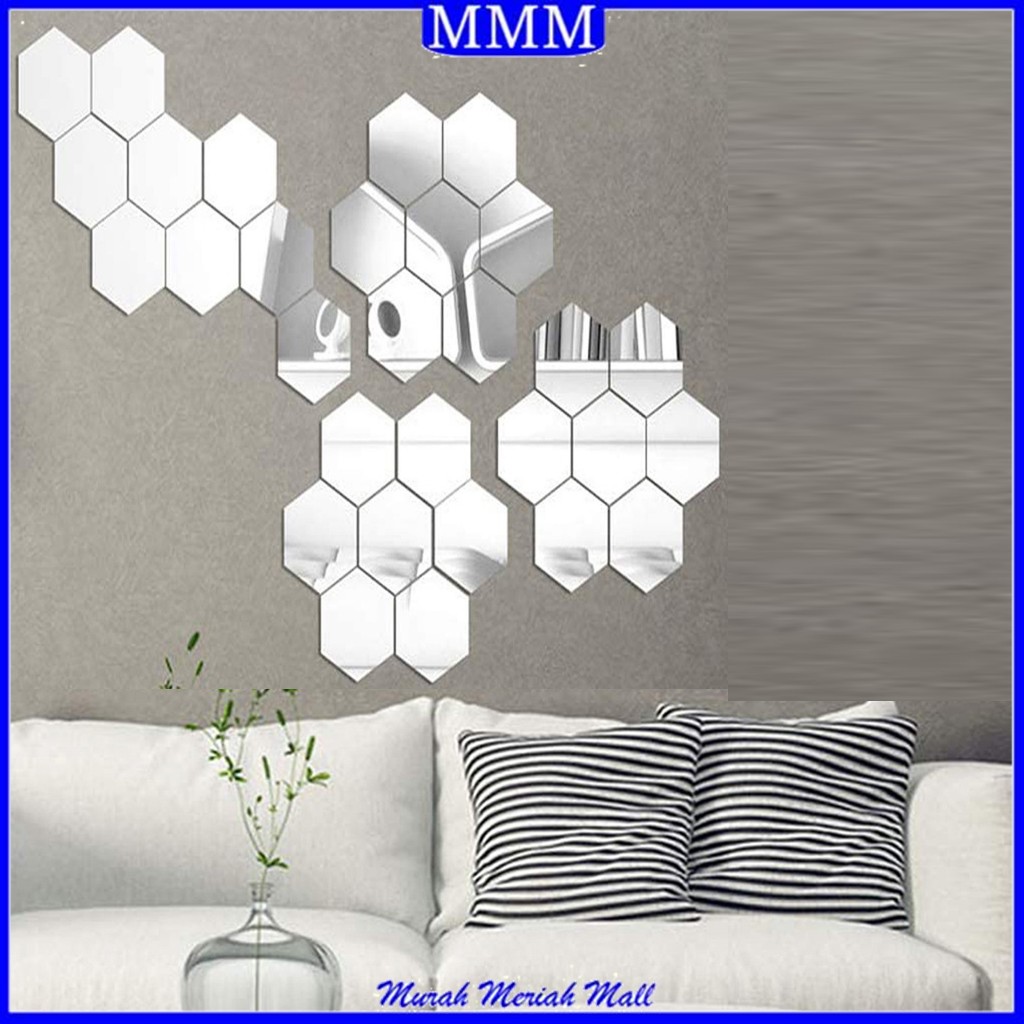 Jual MMM Stiker Cermin Tempel Dinding Hexagonal Mini Anti Pecah Sticker ...