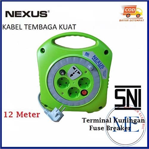 Jual KABEL Roll Gulung Nexus Panjang 12 M + Saklar + Fuse + Colokan One Pro kabel gulung ...
