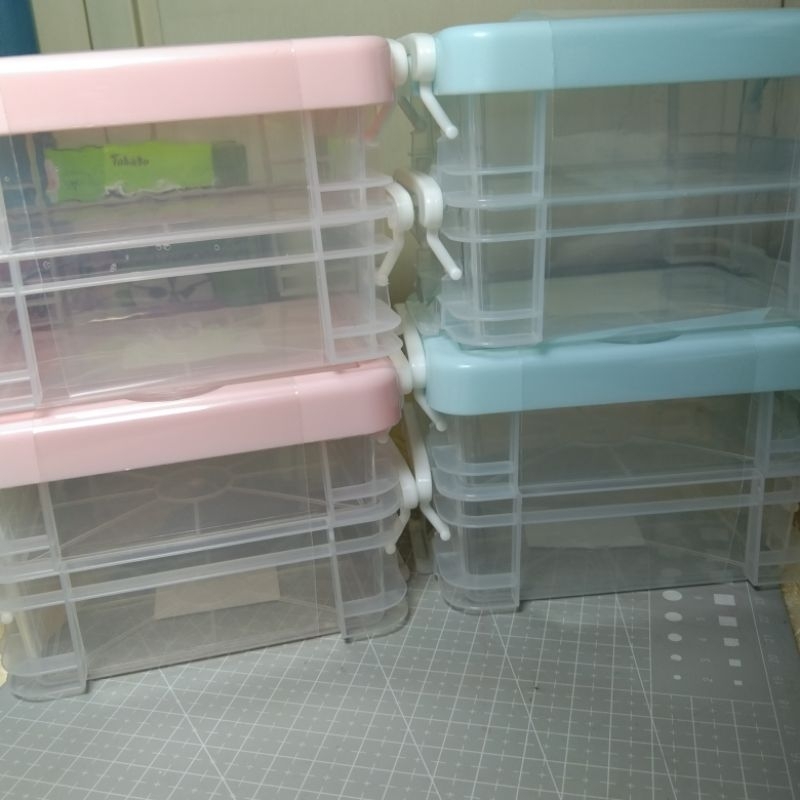 Jual [READY] Storage Box 2 Tingkat Pink Biru Mr.DIY | Shopee Indonesia