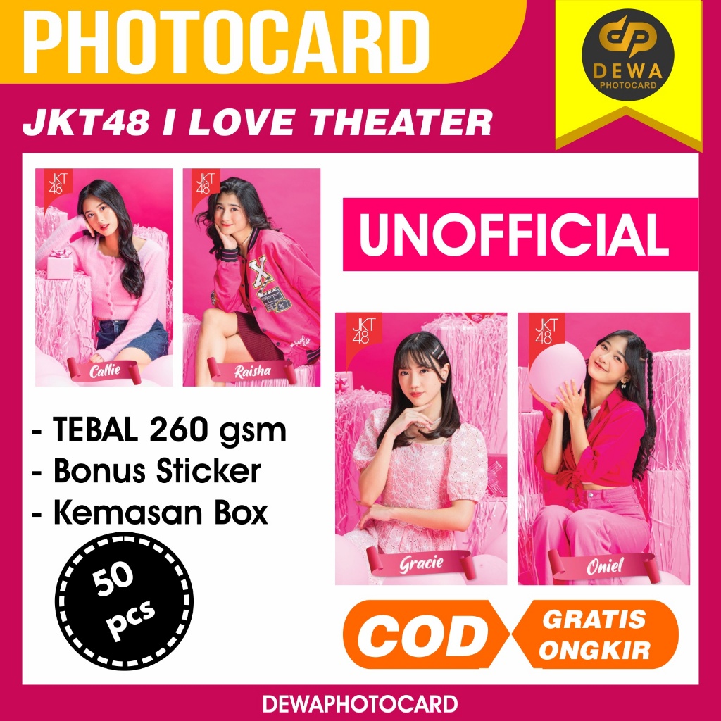 Jual Photocard JKT 48 I Love Theater Unofficial 1 sisi 50 PCS COD | BERKAH PHOTOCARD | Shopee ...