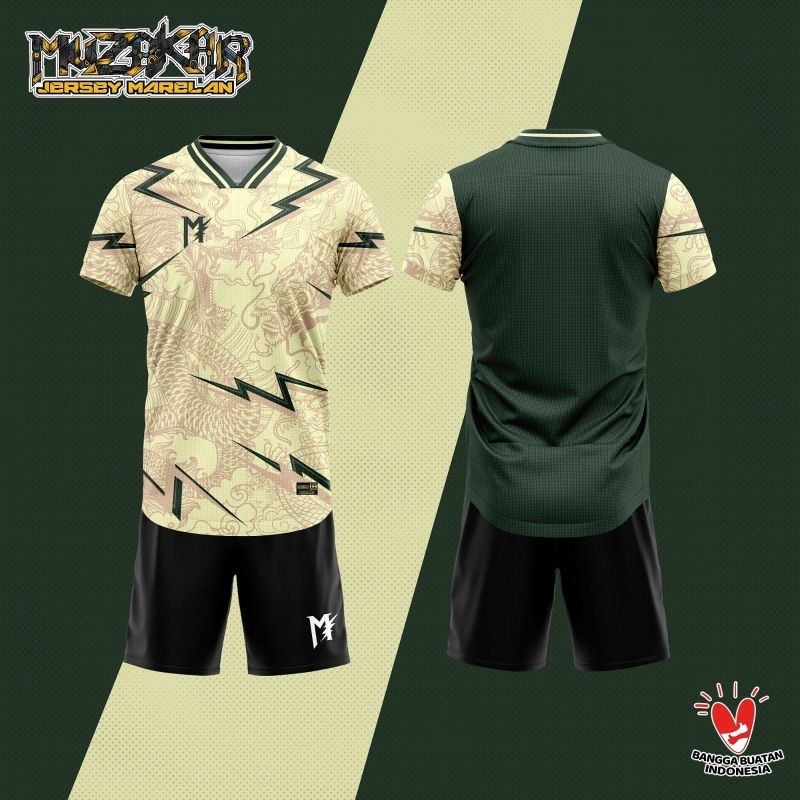 Jual MUZAKAR Baju Futsal Setelan Stelan Jersey Bola Dragon Naga Cream ...