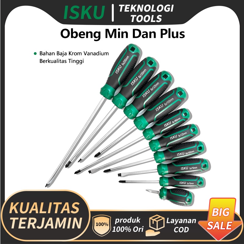 Jual ISKU Obeng set/pegangan karet, Magnetic Screwdriver/obeng ukuran ...