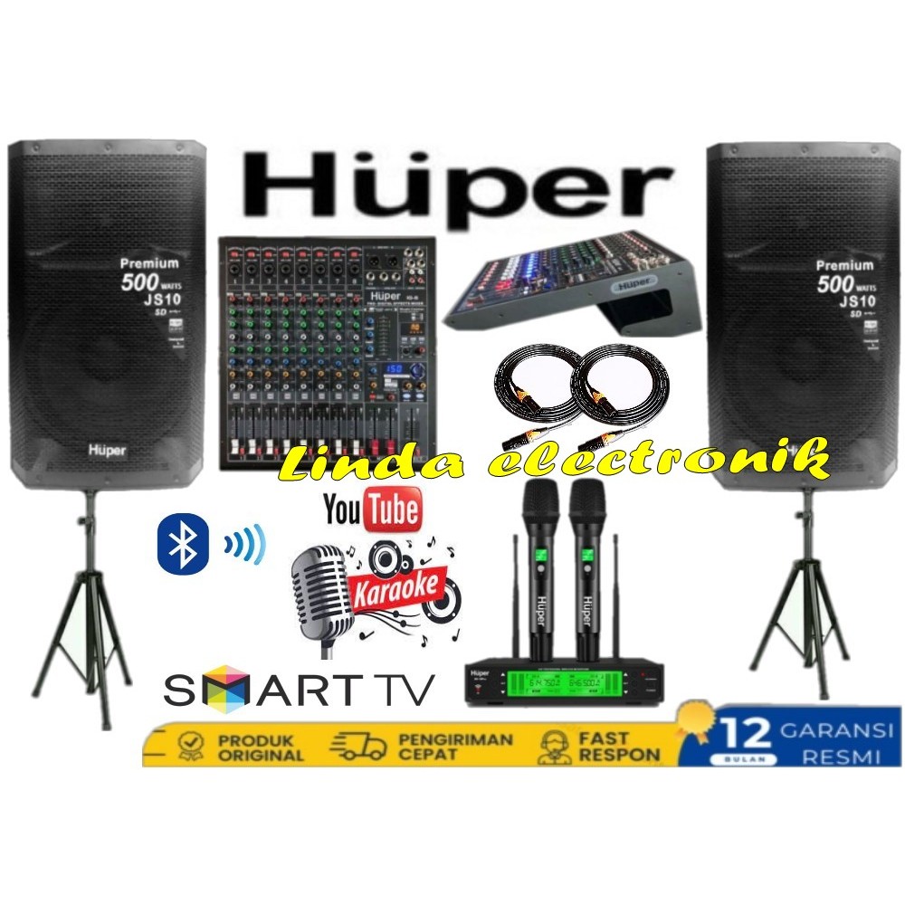 Jual paket full sound system huper js10 15 inch mixer 8 channel ...