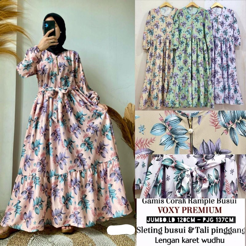 Jual GAMIS VOXY MAYUNG REMPEL BAWAH / GAMIS BUSUI TERBARU MOTIF BUNGA ...