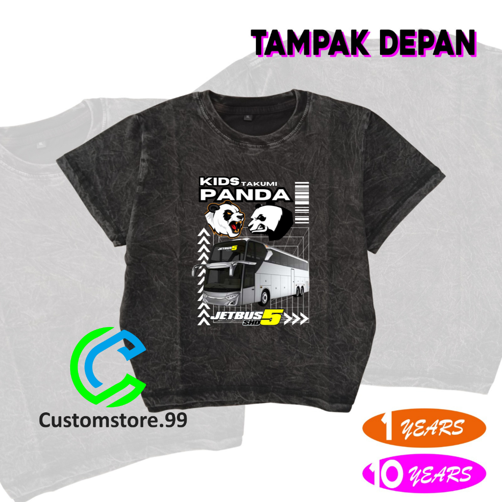 Jual WASHED Baju Anak Kaos Anak Bus Kids Panda Tunggal Jaya JB5 Terbaru Free Nama | Shopee Indonesia