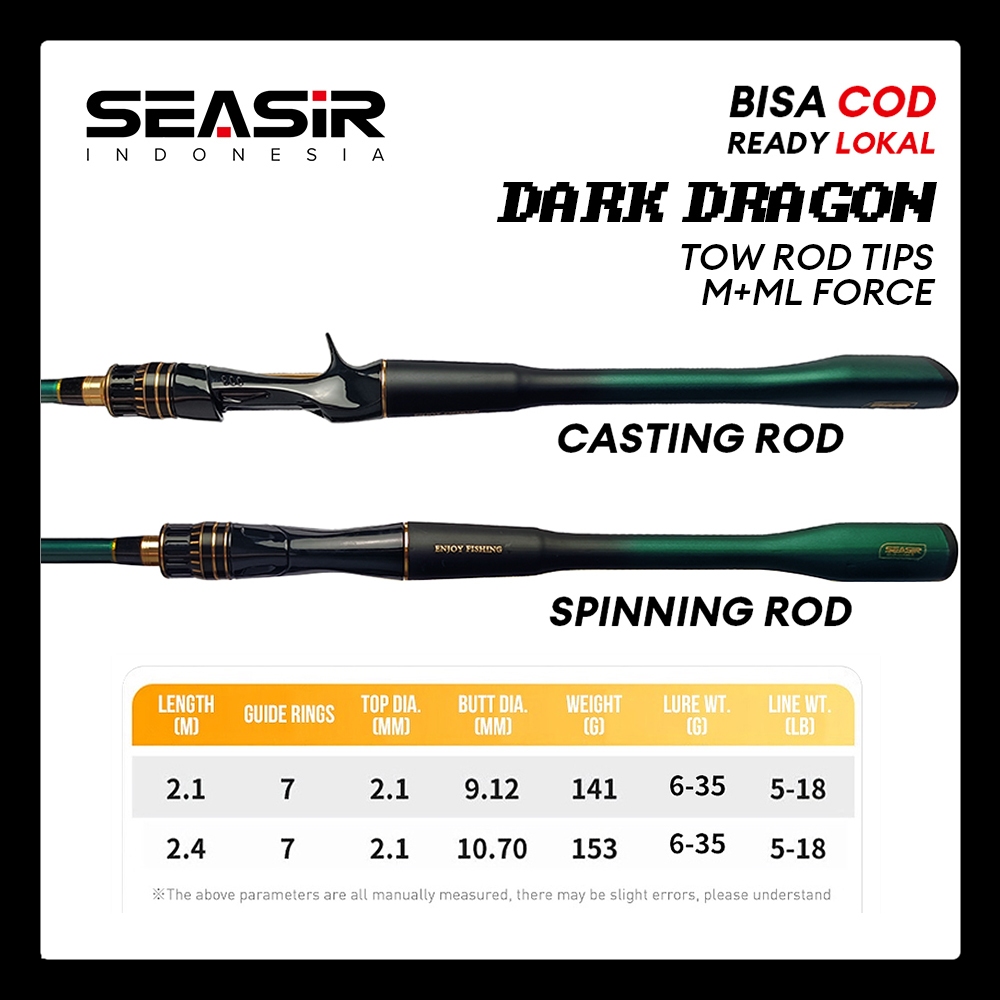 Jual [OFFICIAL] SEASIR Dark Dragon Joran Pancing, M/ML 2 Rod Tips 2.1M ...