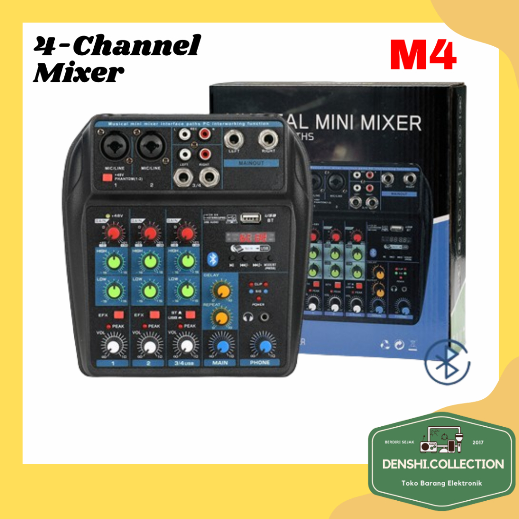 Jual Mixer Audio M4 USB/Electro Bluetooth 4 Channel mendukung ...