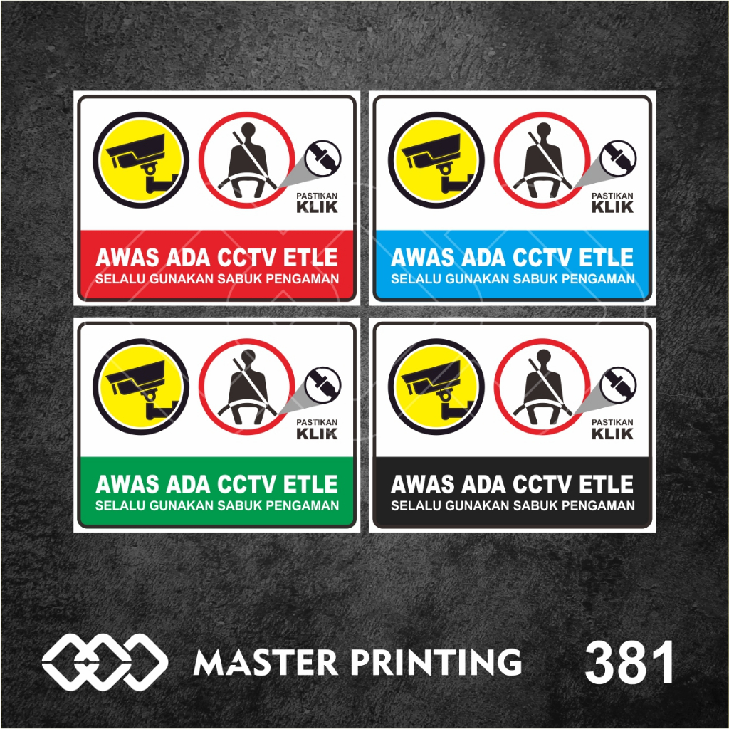 Jual 381 - Stiker Awas Ada CCTV ETLE, Gunakan Sabuk Pengaman, Tahan Air ...