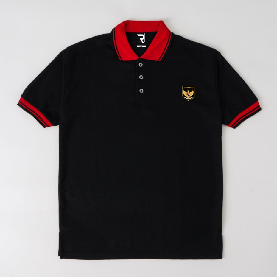 Jual Rizgo - Kaos Polo Shirt Pria Kerah polos Logo Garuda Sablon Print Quality | Shopee Indonesia