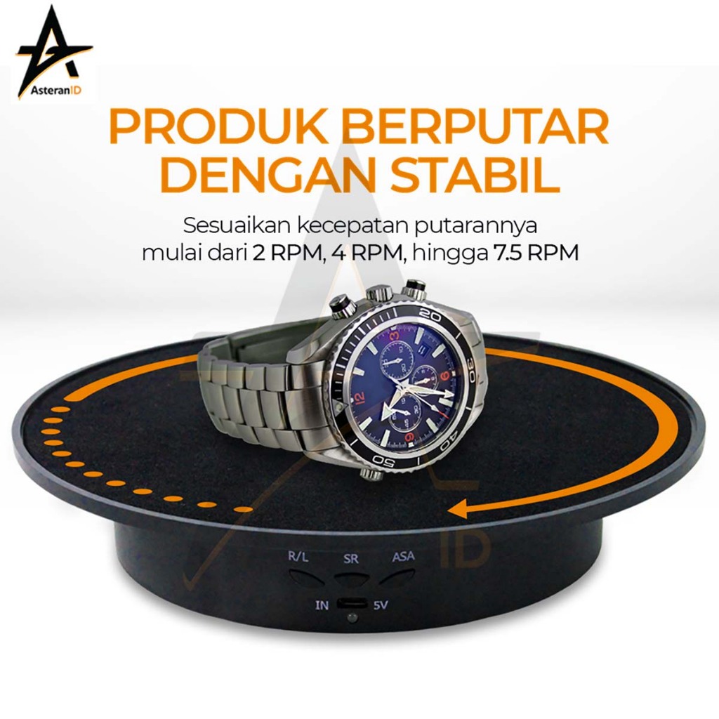 Jual Turn Table Display Table Rotary Rotasi 360 Plus Kaca Diameter 20cm ...