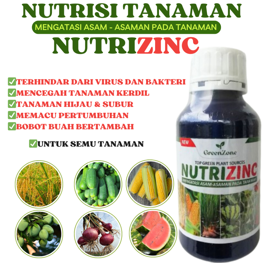 Jual Nutrisi NUTRIZINC Mengatasi asam-asaman Dan Kerdil Pada Tanaman pemacu pertumbuhan ...