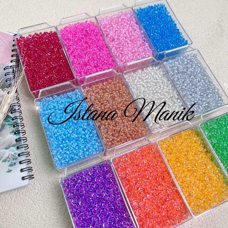 Jual Manik Mote Pasir kaca Manik kristal 4mm 6/0 (1 PON) | Shopee Indonesia