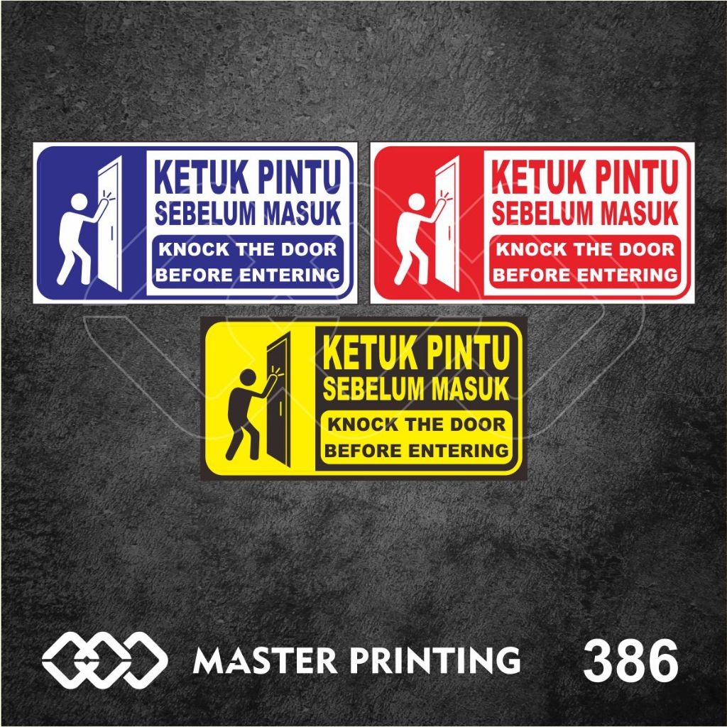 Jual 386 - Stiker Ketuk Pintu Sebelum Masuk, Sticker Vinyl, Premium ...
