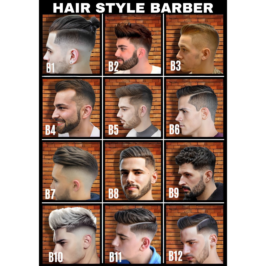 Jual POSTER PANGKAS RAMBUT POSTER BARBERSHOP GAMBAR POTONGAN RAMBUT ...
