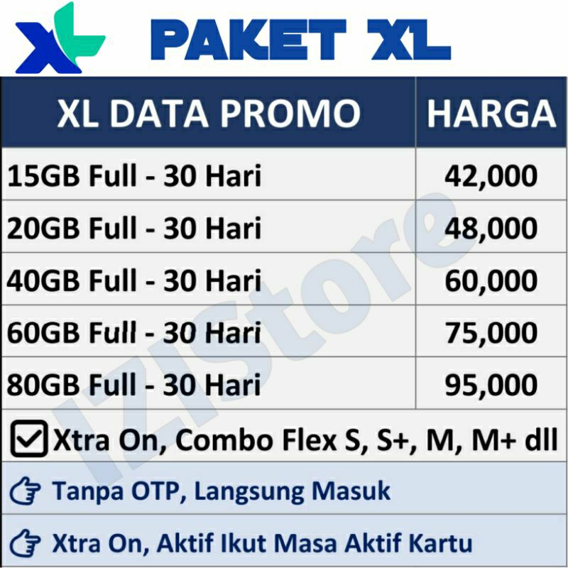 Jual PROMO XL DATA REGULAR, XL DATA XTRA ON, XTRA COMBO FLEX | Shopee ...