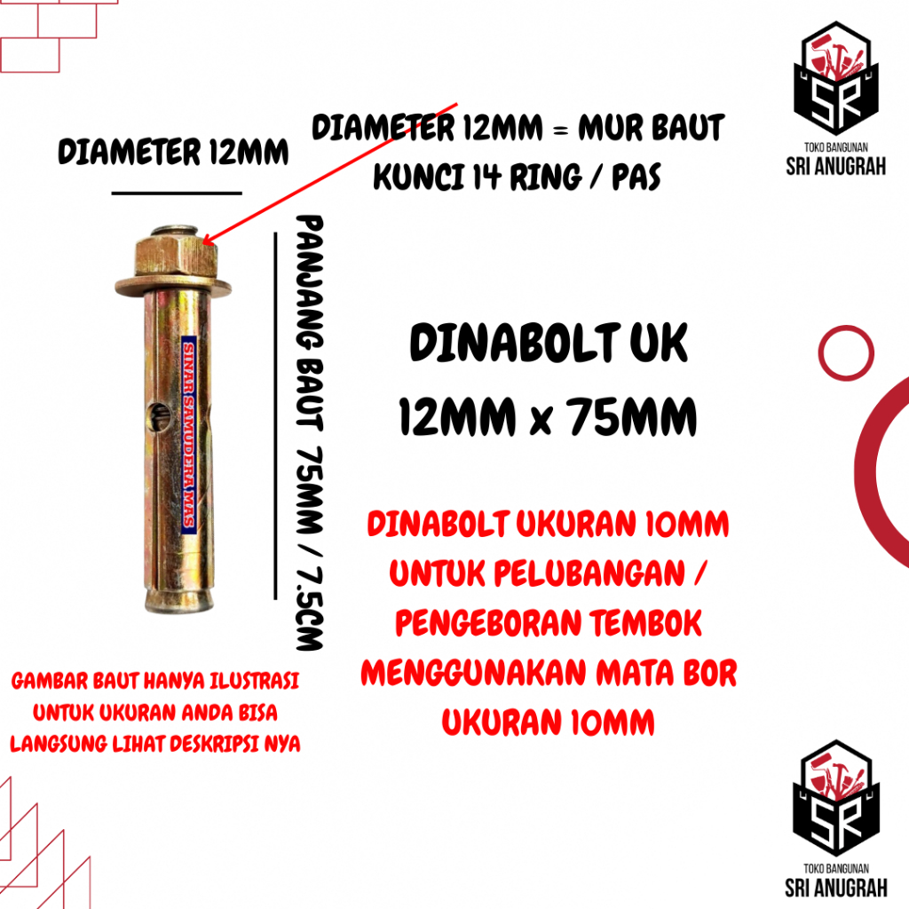 Jual Baut Dinabolt Tanam Dinding Baut Bracket Dynabolt | Shopee Indonesia