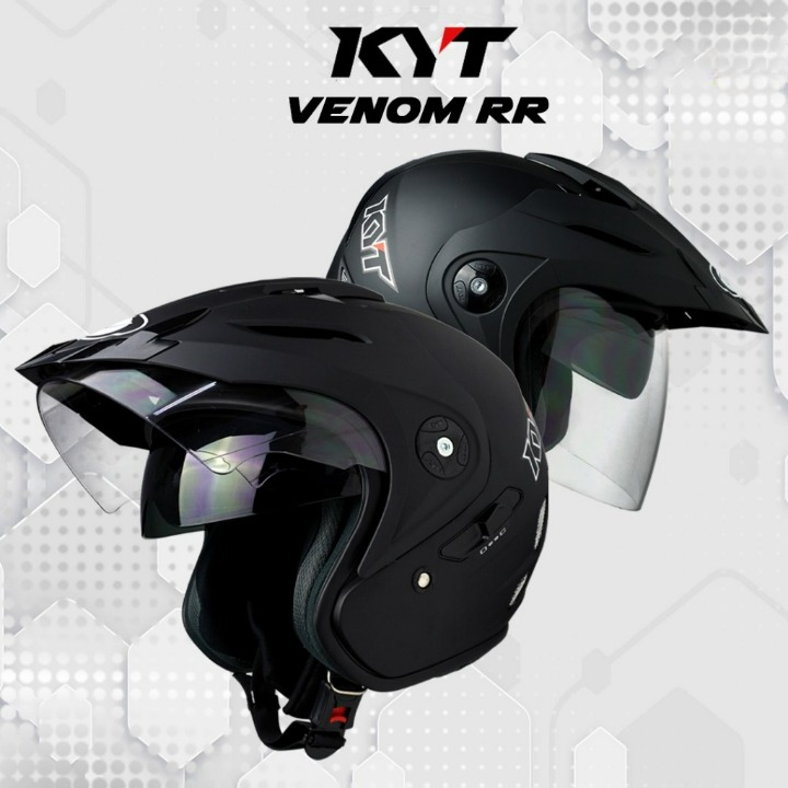Jual HELM KYT VENOM RR SOLID BLACK DOFF ORIGINAL HELMET KYT VENOM RR ...