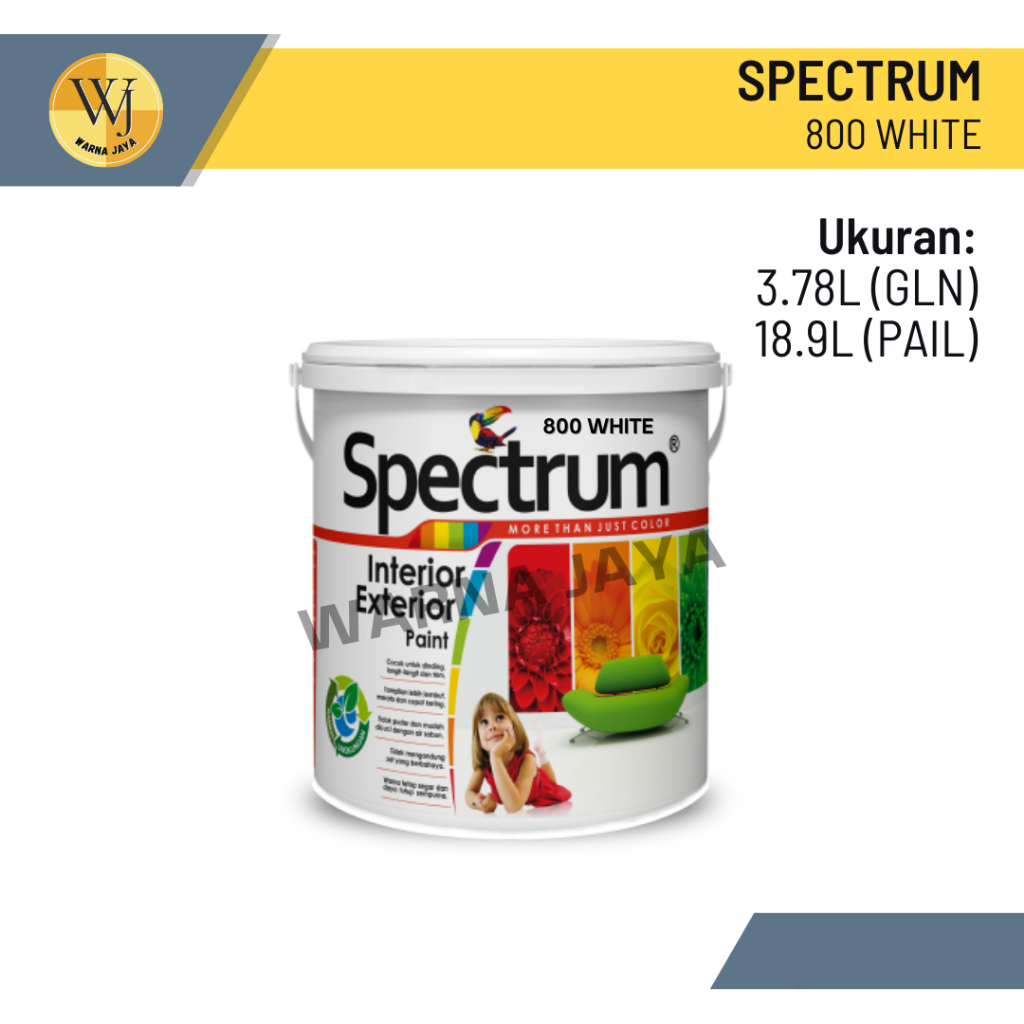 Jual CAT TEMBOK SPECTRUM 800 WHITE / CAT TEMBOK INTERIOR EKSTERIOR GLN ...
