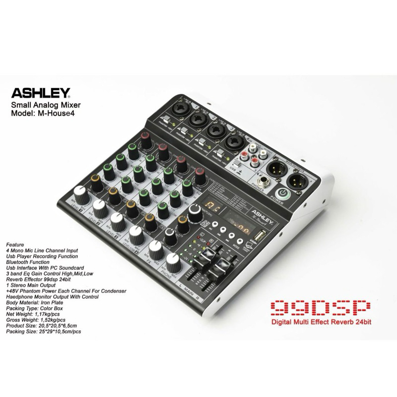 Jual Mixer Ashley M House 4 Original 4 Channel Bluetooth - PC Soundcard | Shopee Indonesia