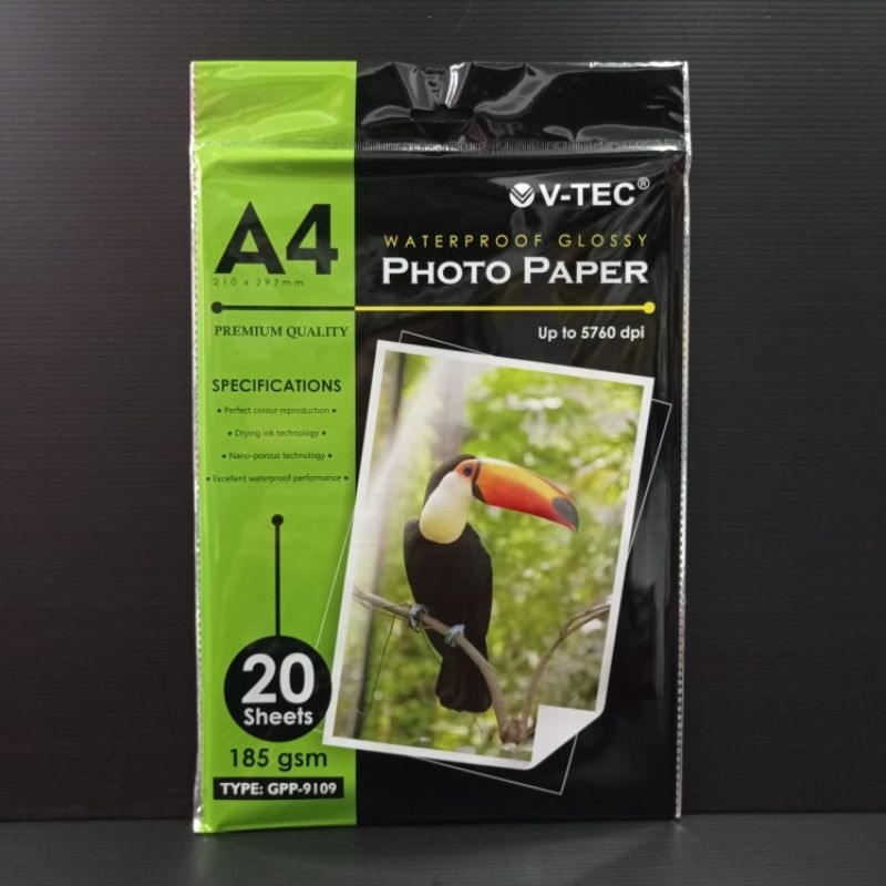 Jual V-TEC GLOSSY PHOTO PAPER A4 185GSM | Shopee Indonesia