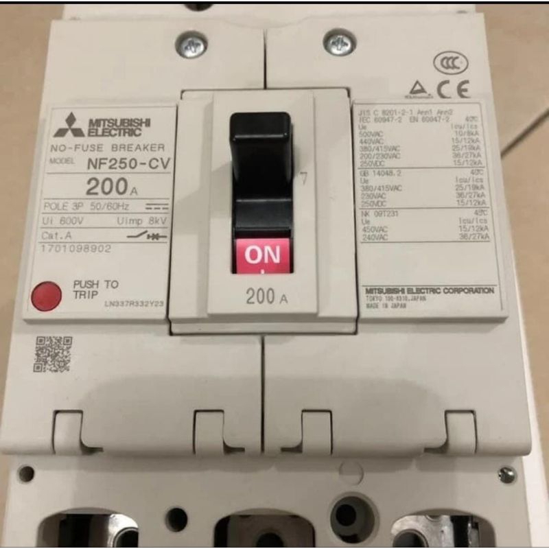 Jual MITSUBISHI NFB 3P 200A NF250-CV / MCCB / NO FUSE BREAKER NF250CV 3 PHASE 200 AMPERE ...