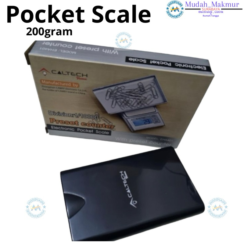 Jual TIMBANGAN EMAS / OBAT / SAKU CALTECH BY CAMRY POCKET SCALE 200 GR ...