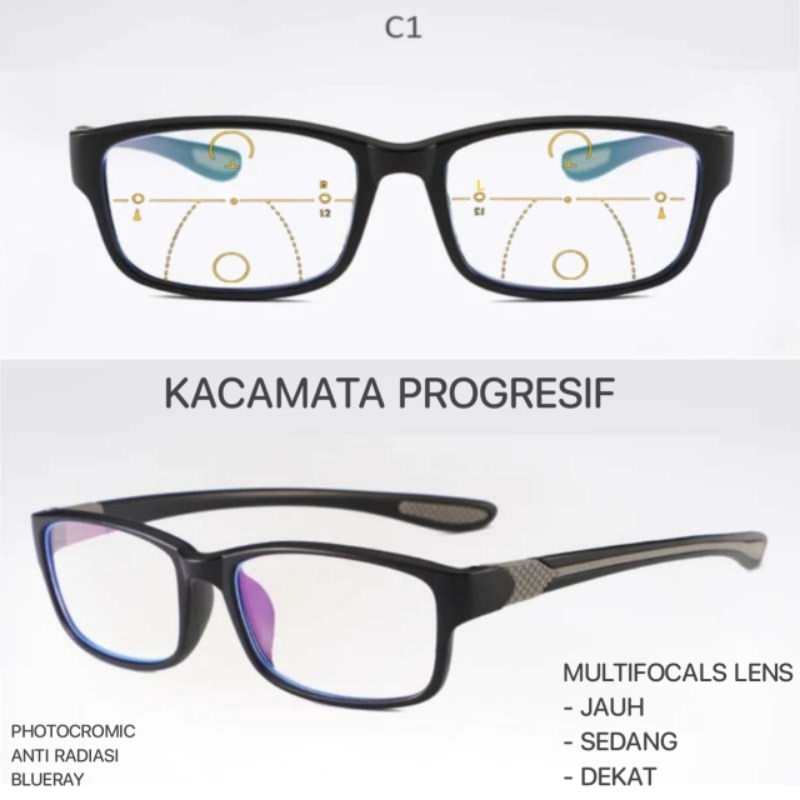 Jual Kacamata PROGRESIF ANTI RADIASI untuk Baca dan Jalan, Pria dan ...
