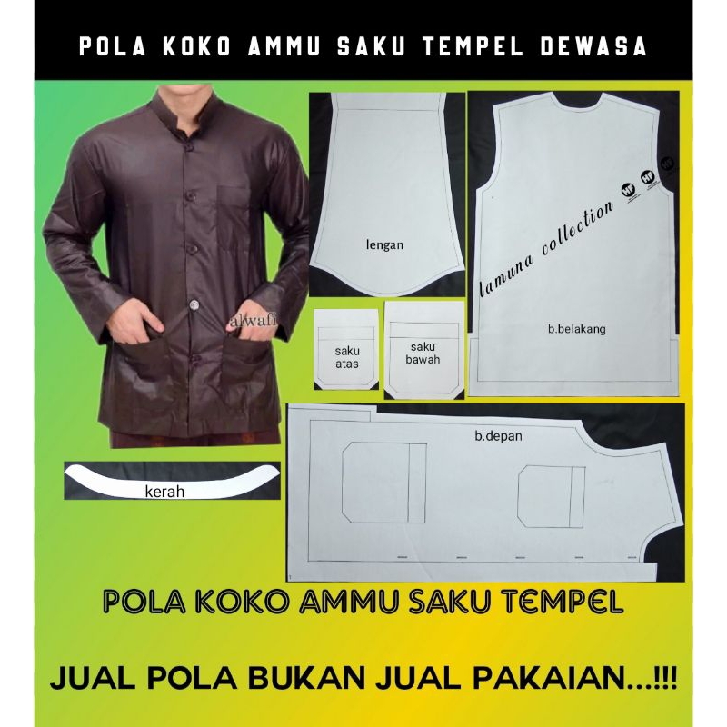 Jual POLA KOKO AMMU SAKU TEMPEL DEWASA | Shopee Indonesia