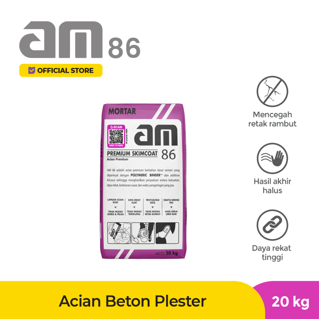 Jual AM Mortar AM 86 - Acian Diatas Beton kemasan 20kg | Shopee Indonesia
