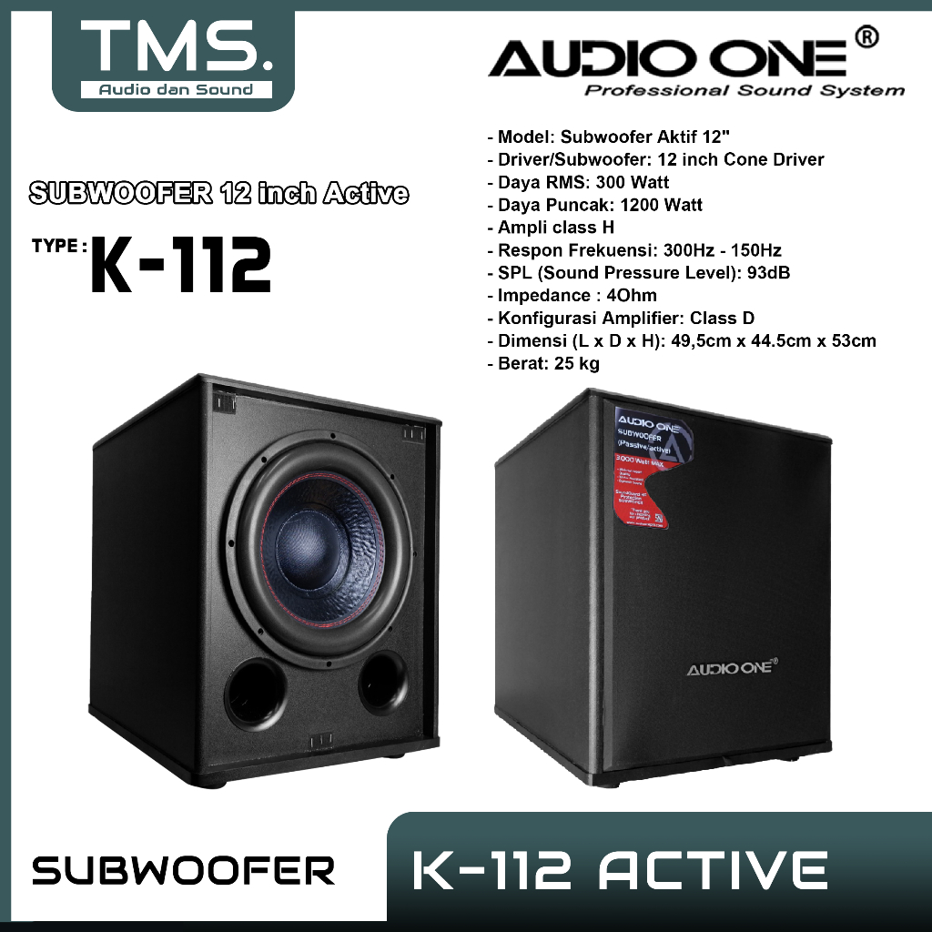 Jual Subwoofer Karaoke Aktif 12 Inch Audio One K-112 XB-112 Original ...