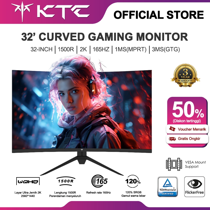 Jual Monitor gamingKTC 32 inci resolusi 2560X1440 120% RGB overclock ...