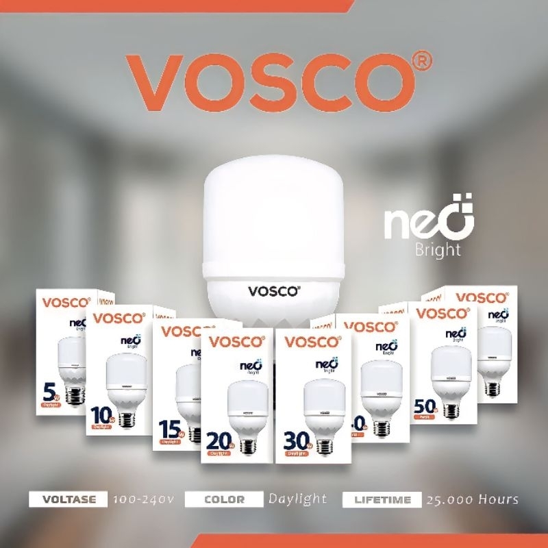 Jual Led Vosco 5W//10W//15W//20W//30W//40W//50W//60W Nyala Putih | Shopee Indonesia
