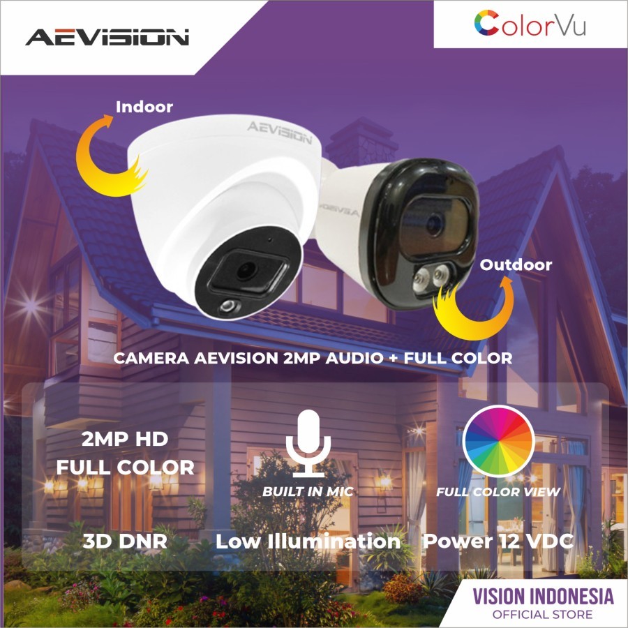 Jual CAMERA AEVISION 2MP AUDIO + COLORVU 2MP FULL HD OUTDOOR | Shopee ...
