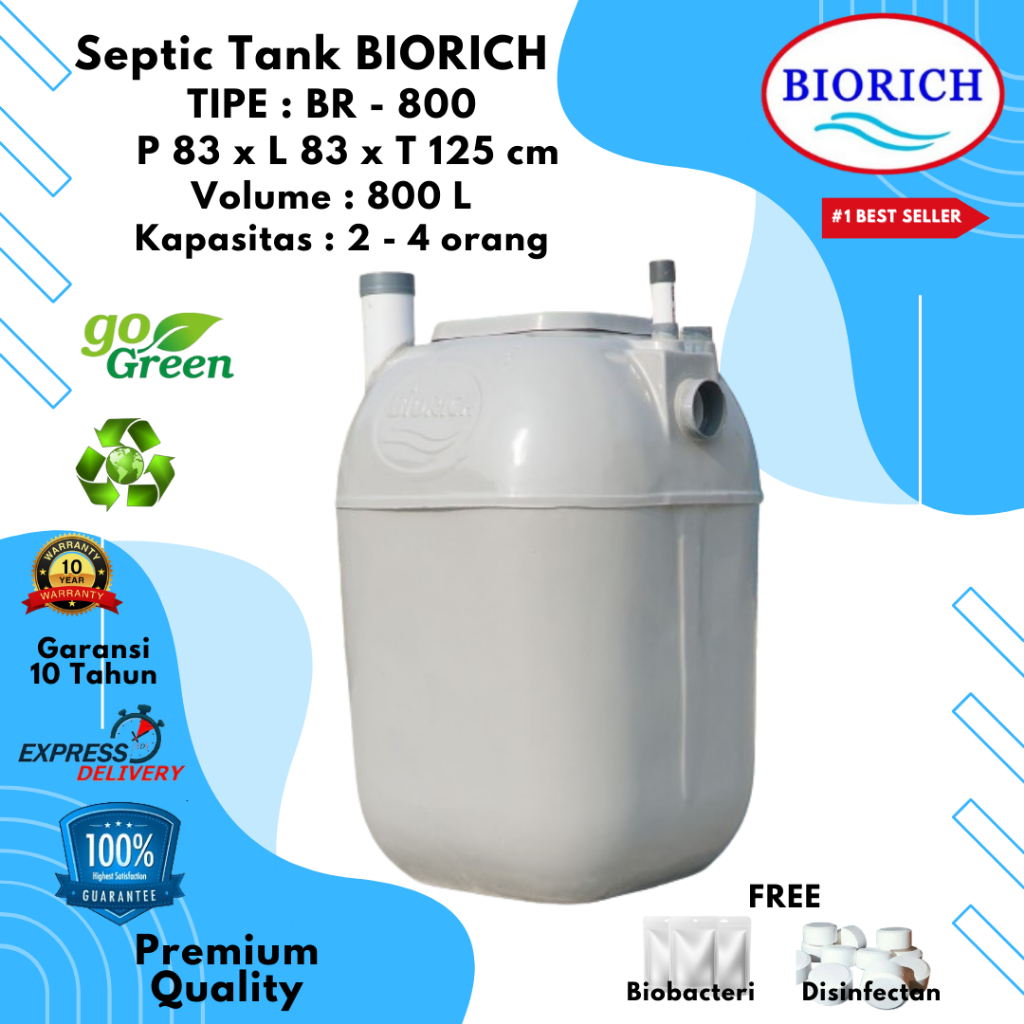 Jual Bio Septic Tank Biotech - Kapasitas 2 - 4 Orang Tipe BR Volume 800 Liter Biorich Spiteng ...